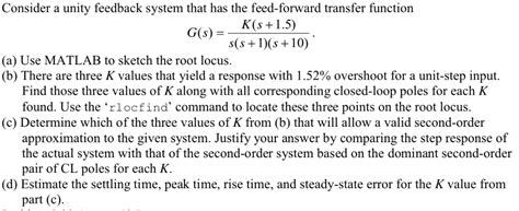 Solved Consider A Unity Feedback System That Has The