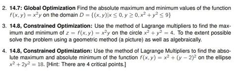 Solved 2 147 Global Optimization Find The Absolute