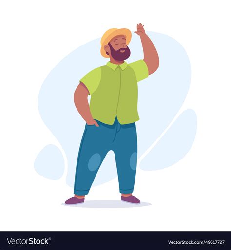 Body Positive Happy Bearded Man Character Vector Image
