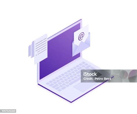 화면에 문서 봉투와 노트북입니다 전자 메일 이메일 마케팅 인터넷 광고 개념 벡터 일러스트 레이 션 아이소메트릭 디자인 0명에 대한 스톡 벡터 아트 및 기타 이미지 Istock