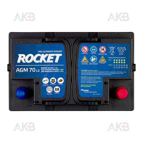 Купить Автомобильный аккумулятор Rocket AGM L3 70Ah 760A обр пол ...