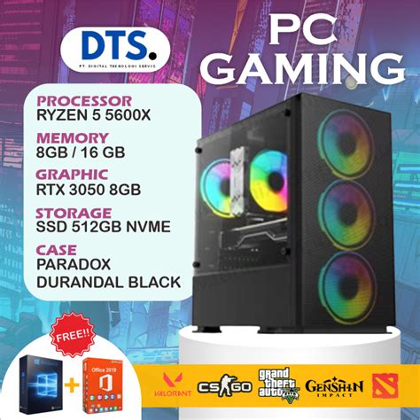 Jual PC Gaming Ryzen 5 5600X RTX 3050 8GB NVME 16GB RAM Render Shopee Indonesia