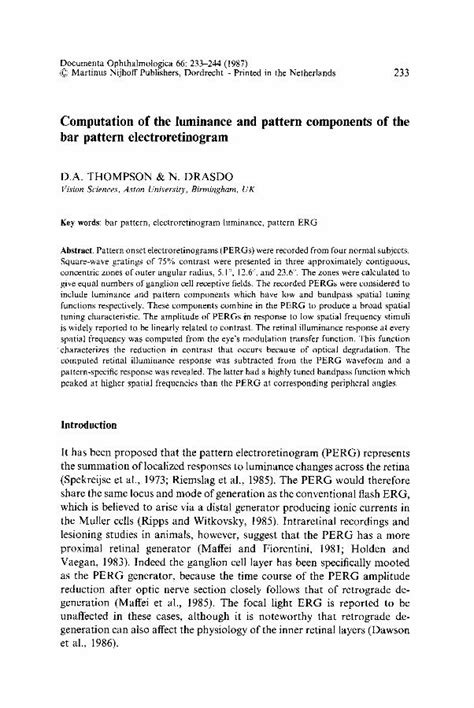 Pdf Computation Of The Luminance And Pattern Components Of The Bar Pattern Electroretinogram