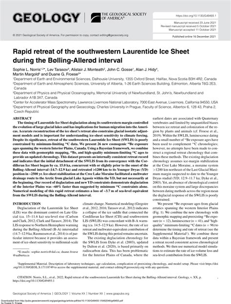 Pdf Rapid Retreat Of The Southwestern Laurentide Ice Sheet During The