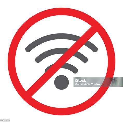 아니 와이파이 글리프 아이콘 금지 및 금지 인터넷 금지 기호 벡터 그래픽 흰색 배경에 단색 패턴 0명에 대한 스톡 벡터 아트 및 기타 이미지 Istock