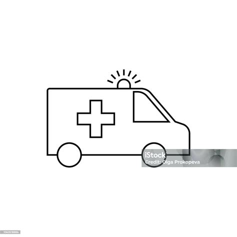 구급차 사이렌 벡터 라인 아이콘이 흰색 배경에 고립 된 차량 Infographic 웹 사이트 또는 응용 프로그램 아이콘에 대 한