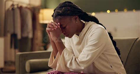 Night Worship And Prayer In Home With Woman Meditate For Spiritual