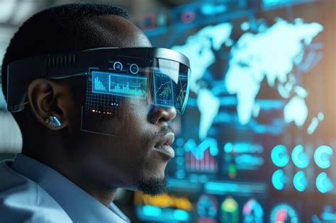 premium photo man wearing futuristic glasses with augmented reality