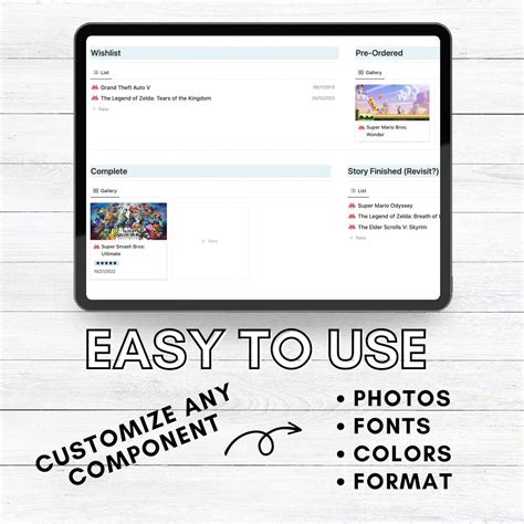 Notion Video Game Tracker Notion Video Game Inventory Notion Template