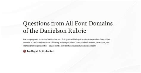 Questions From All Four Domains Of The Danielson Rubric Questions From All Four Domains Of The Danielson Rubric