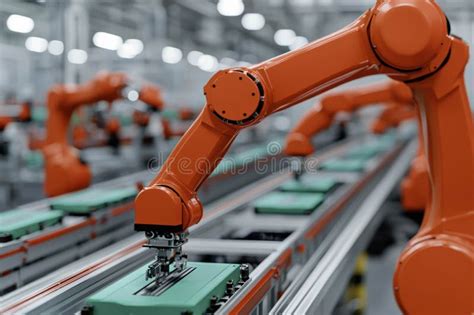 Robotic Arms Work Together Perfectly On An Advanced Assembly Line Generative Ai Illustration