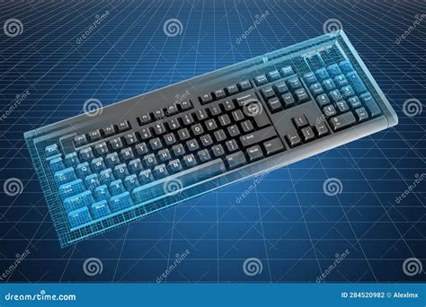 Visualization 3d Cad Model Of Computer Keyboard 3d Rendering Stock Illustration Illustration
