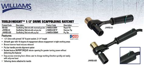 Williams Bs 63b 12 Drive Scaffold Ratchet With Pry Bar And 78 6