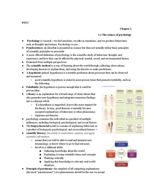 Notes For Introduction To Psychology Psyc1000 At University Of