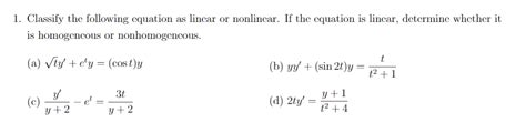 Solved Classify The Following Equation As Linear Or Chegg