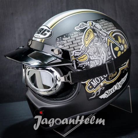 Hbc Helm Hbc Cakil Steel Legion Black Doff Classic Retro Fullface