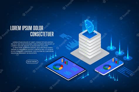 Premium Vector Vector Isometric Server Storage Concept Tablet Mobilephone Economics Finance