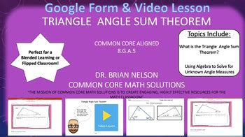 Triangle Angle Sum Theorem Google Form Video Lesson With Notes
