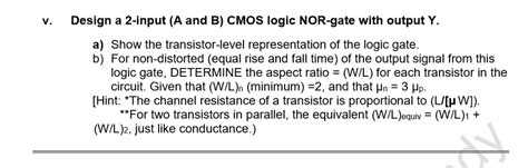 Solved V Design A Input A And B CMOS Logic NOR Gate Chegg