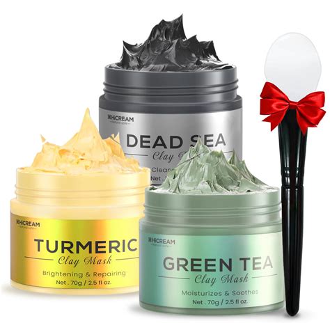 Hicream Turmeric Clay Mask Set Green Tea And Dead Sea Minerals 3 Piec