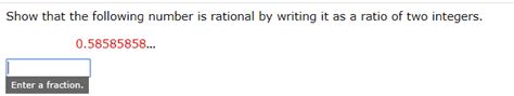Solved Show That The Following Number Is Rational By Writing Chegg Com