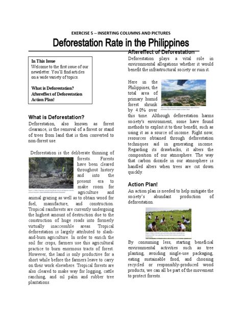 Inserting Columns And Pictures Pdf Deforestation Forests