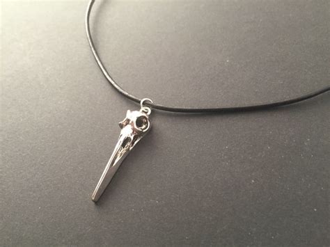 Gothic Bird Skull Cord Choker Necklace