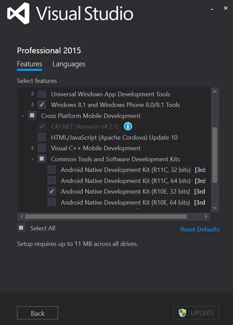 Xamarin Android Install Visual Studio Emulator For Android With VS Professional Stack