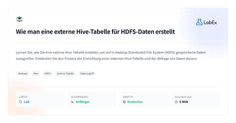 Wie Man Eine Externe Hive Tabelle Für Hdfs Daten Erstellt Labex