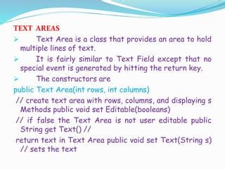 Gui Components In Java Pptx Programming Languages Computing