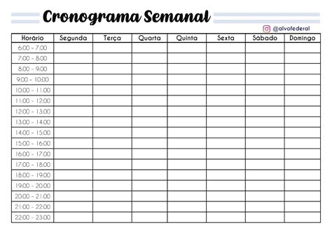 Cronograma Semanal Com Horário Cronograma Cronograma De Atividades Cronograma Semanal