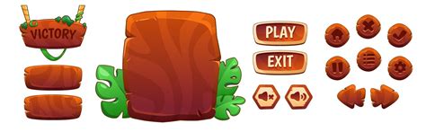 Jungle Adventure Game Buttons Set Royalty Free Vector Image