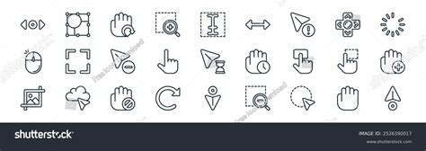 Linear Selection Cursors Icon Pack Vector Stock Vector Royalty Free 2526390017 Shutterstock