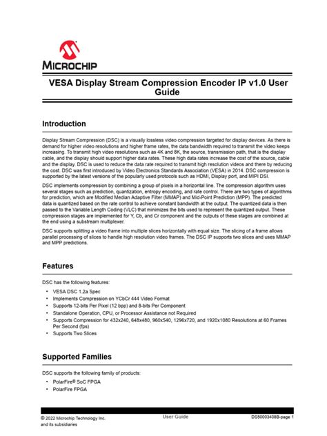 Vesa Display Stream Compression Ip User Guide Pdf Data Compression Information And