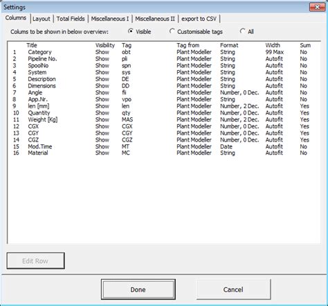 Excel Export Plus Settings