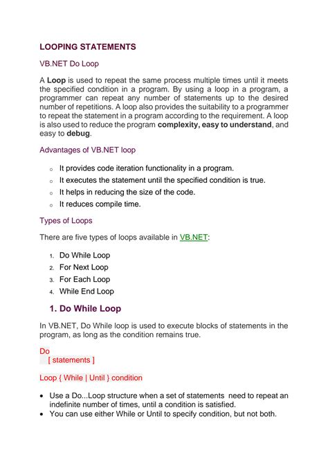SOLUTION Looping In Vb Net Studypool