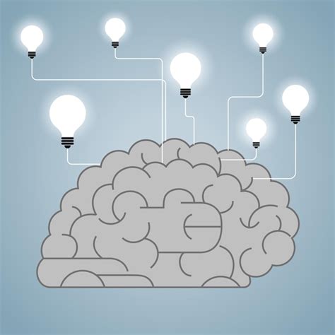 Большая креативная концепция дизайна сочетание мозга и лампочки Премиум векторы