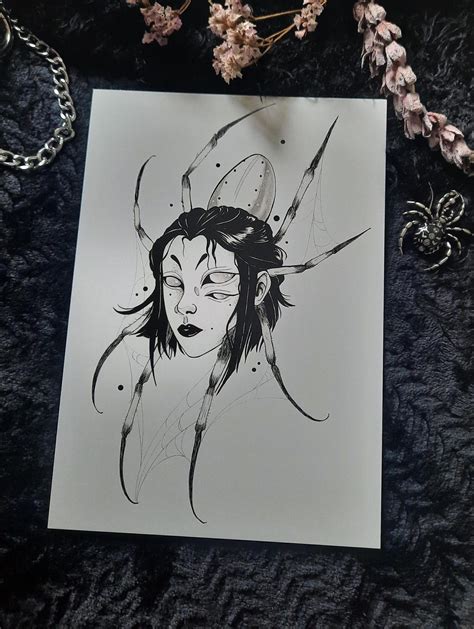 Yokai Jorogumo A5 Art Print Etsy