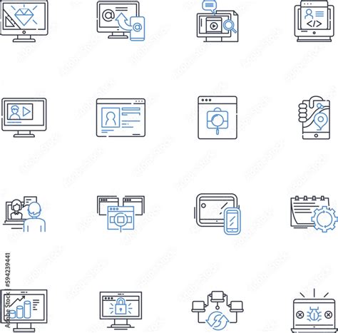 Vetor De Information Hardware Line Icons Collection Processor Memory