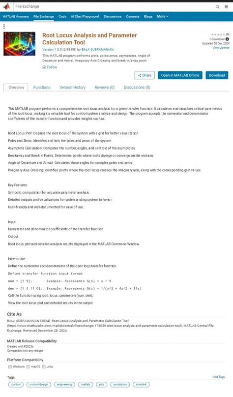 Matlab Controlsystems Engineeringinnovation Automation Rootlocusanalysis Bala Subramanian S