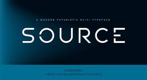 Source 현대적인 미니멀 한 공상 과학 기술 미래의 알파벳 글꼴 서체 프리미엄 벡터