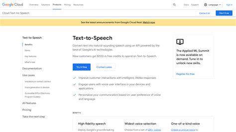 Google Cloud Text To Speech Customer Support Explore AI Tools Explore Best