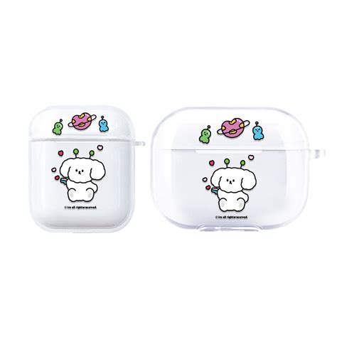 몽댕우주 애플 에어팟 1세대 2세대 3세대 4세대 프로 프로2 갤럭시 버즈 버즈2 버즈3 투명 하드케이스 에이블리