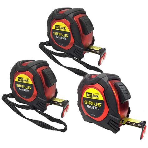 Sirius 3 Piece Professional Tuff Jack Tape Measure Set Pocket Tape Measures