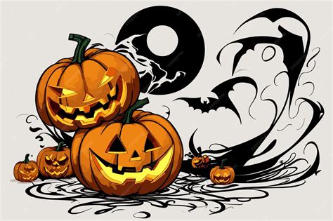 Premium Vector Vector Art Halloween Witch Pumpkin Spider Illustration