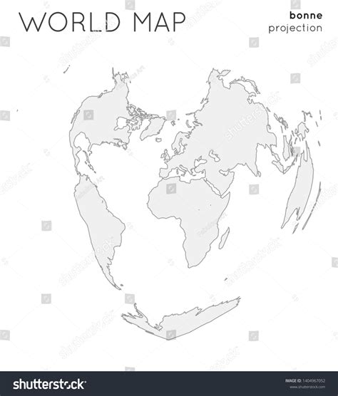 World Map Globe Bonne Projection Plain Stock Vector Royalty Free 1404967052 Shutterstock