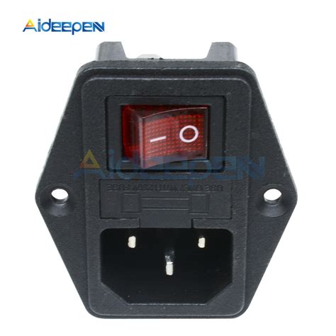 Ac 250v 10a Black Red 3 Pin Terminal Power Socket Grandado