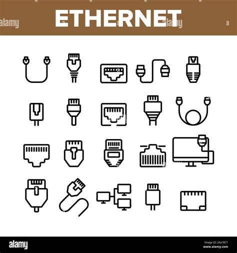 Ethernet Collection Elements Icons Set Vector Stock Vector Image And Art