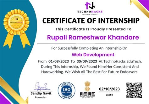 Rupali Khandare On Linkedin Internshipcomplete Webdevelopment Technohackedutech