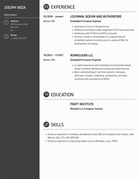 Embedded Firmware Engineer Resume Samples Velvet Jobs